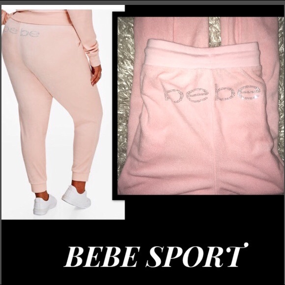 bebe | Pants & Jumpsuits | Bebe Sport Pale Pink Velour Jogger Bottoms ...